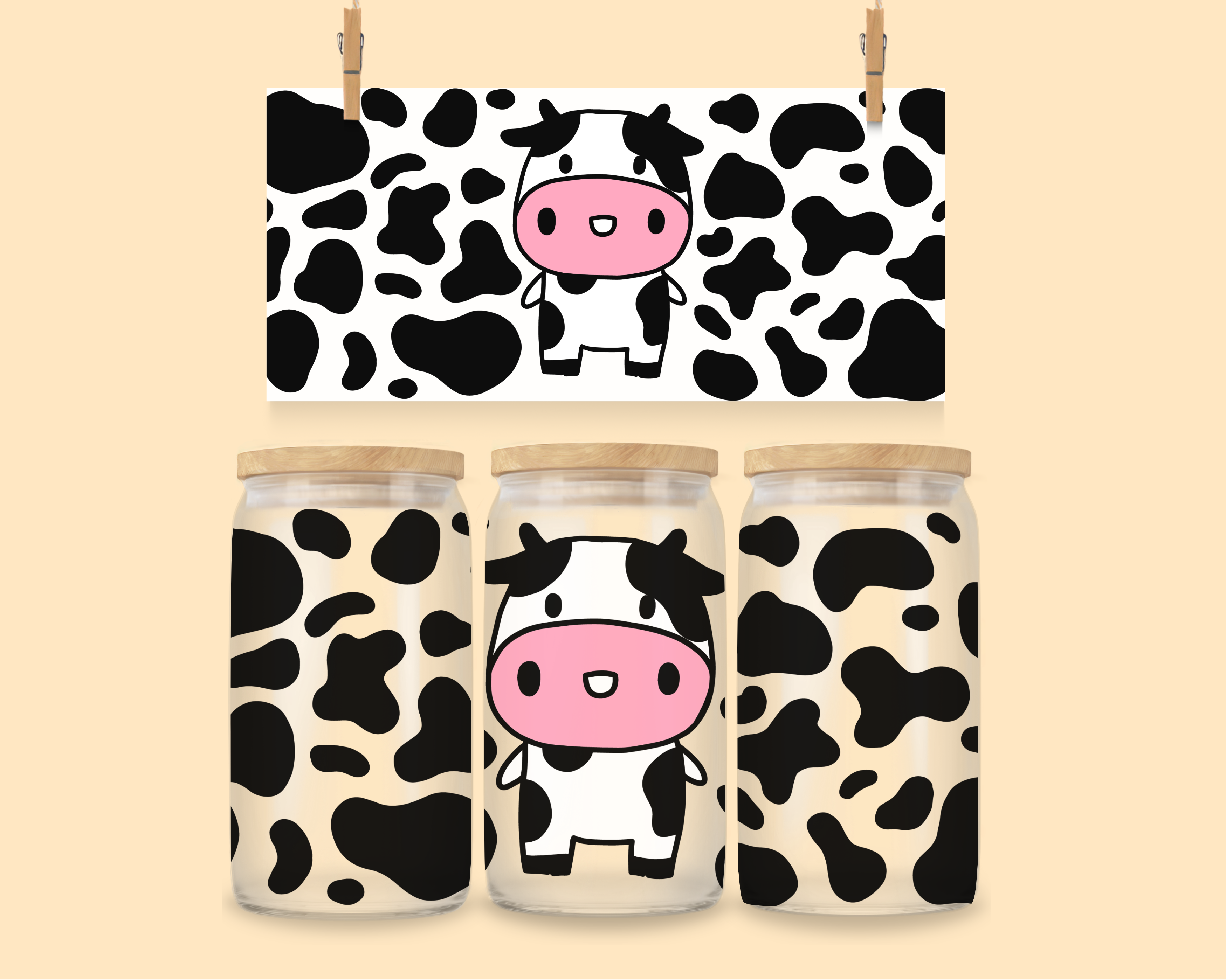 16oz UVDTF Wrap Cow Print – UK DTF Print