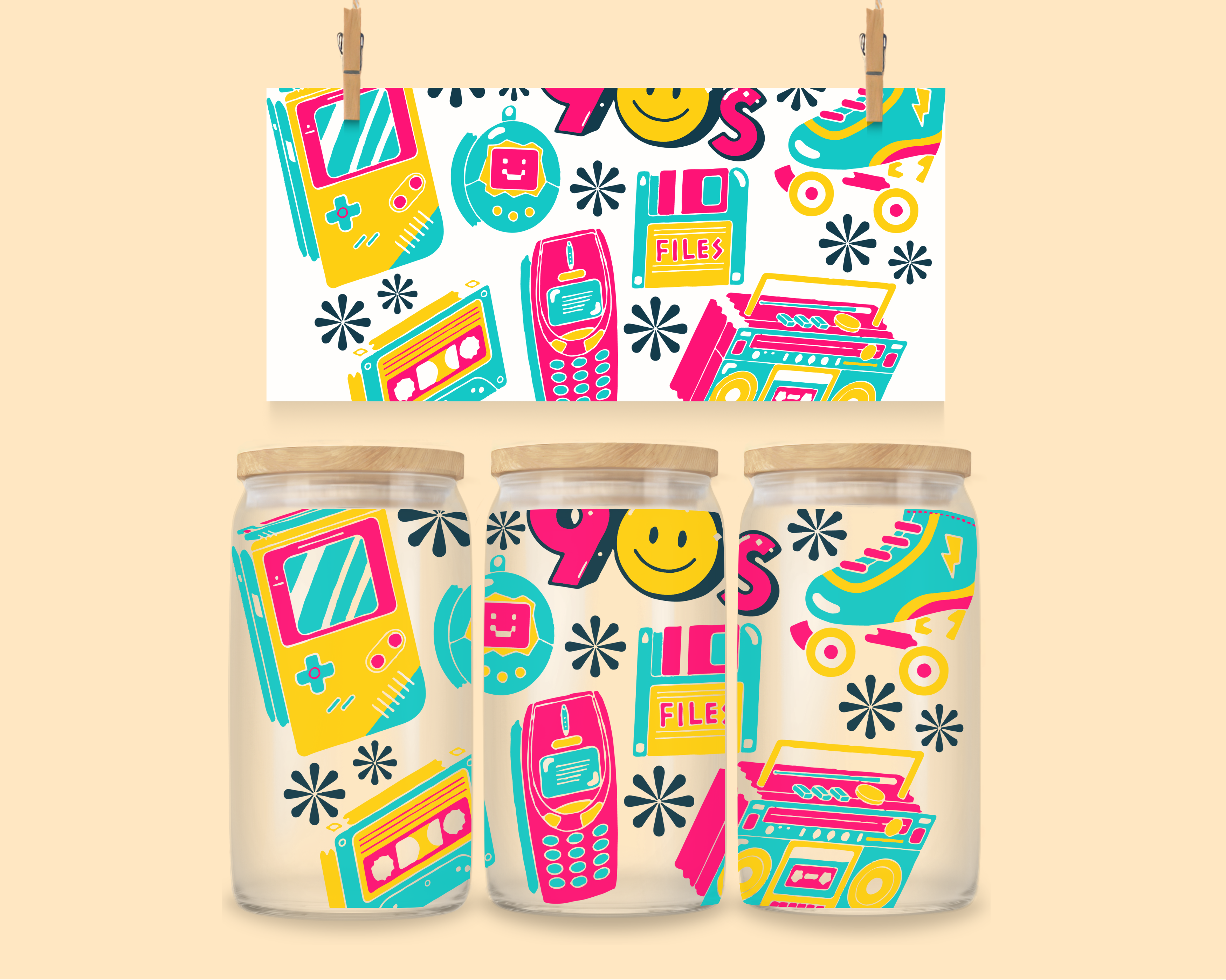 24oz UVDTF Wrap 90's Vibe – UK DTF Print