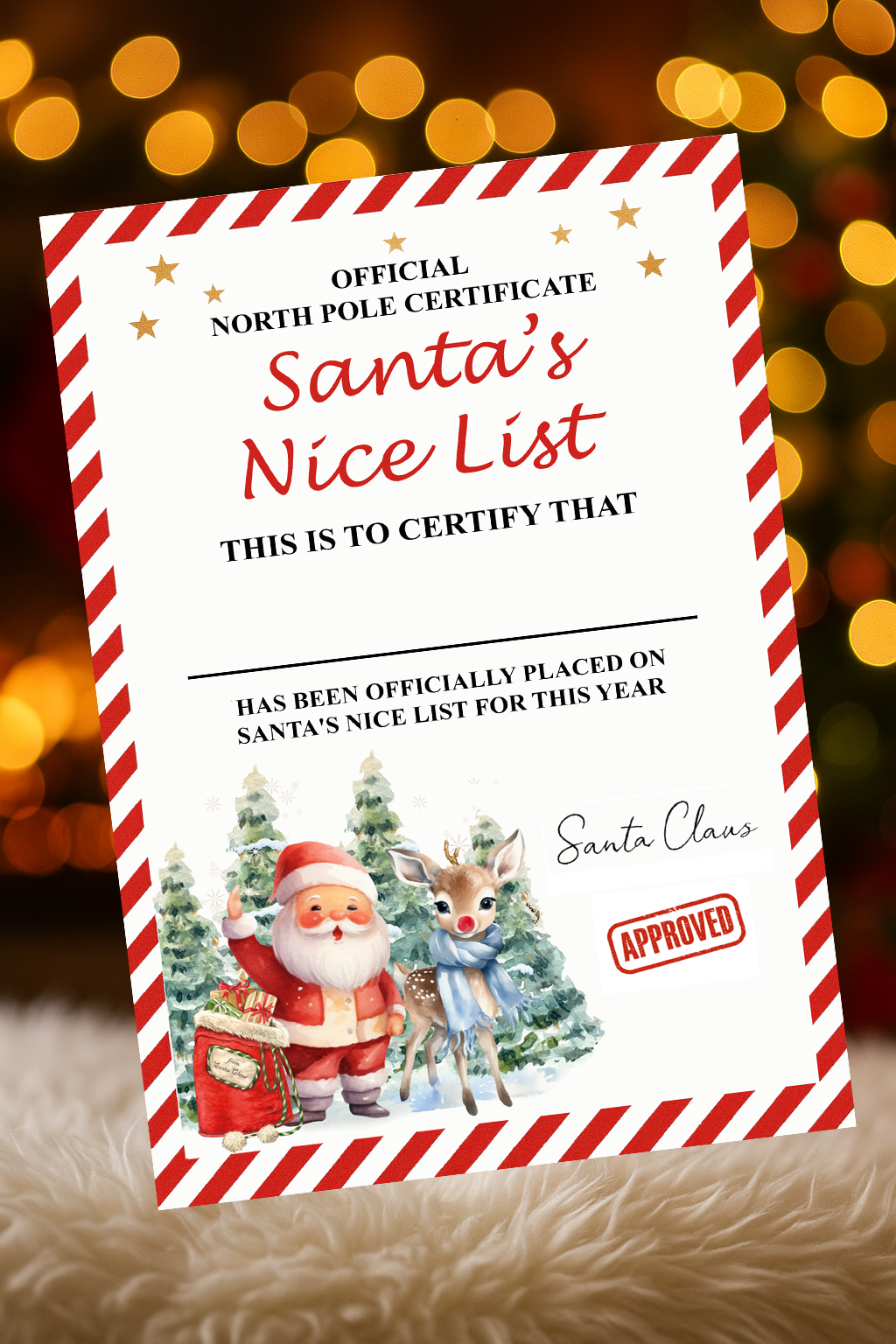 A4 Letter Santa's Nice List Certificate – UK DTF Print